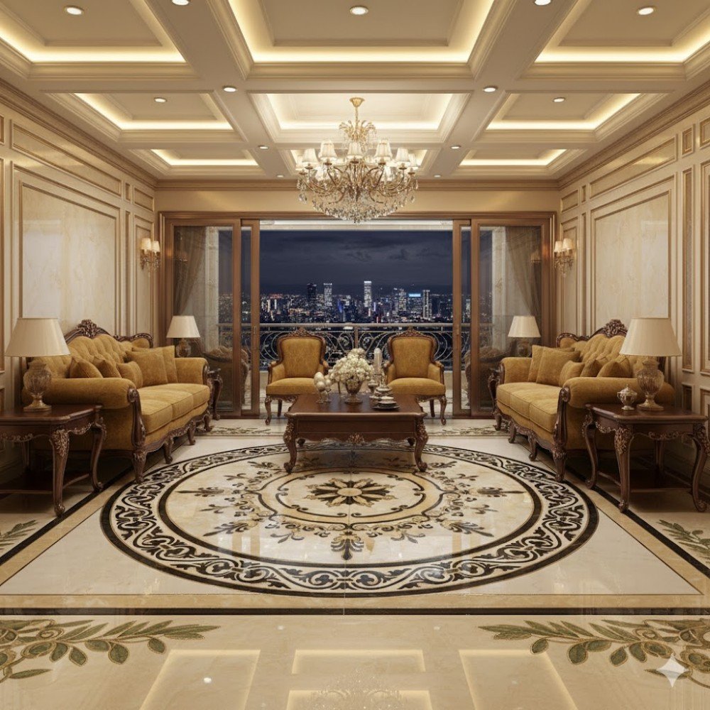 Granito pattern 120x120cm Golden Baroque Crest