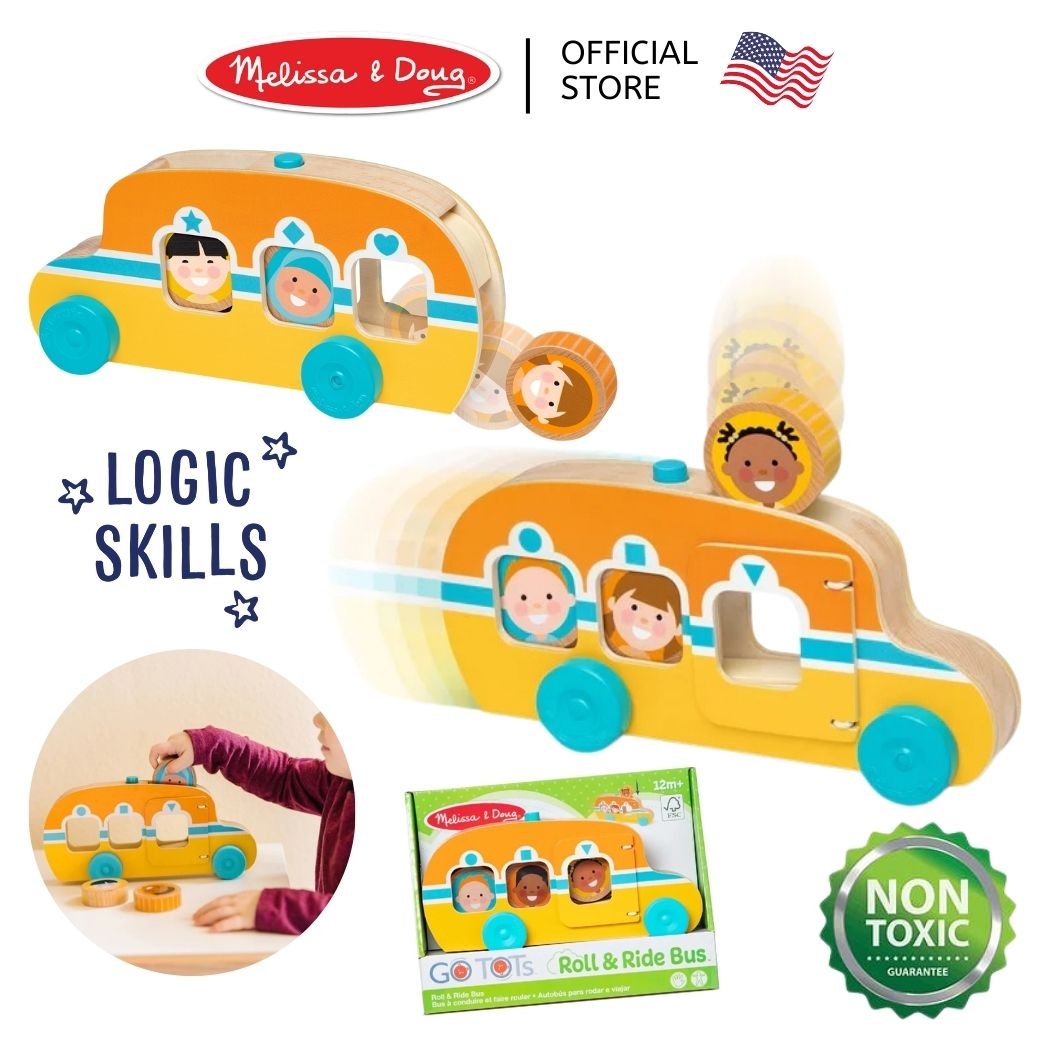 Melissa & Doug Roll & Ride Bus Spinning Go tots รุ่น 30738 รถโรงเรียน ...