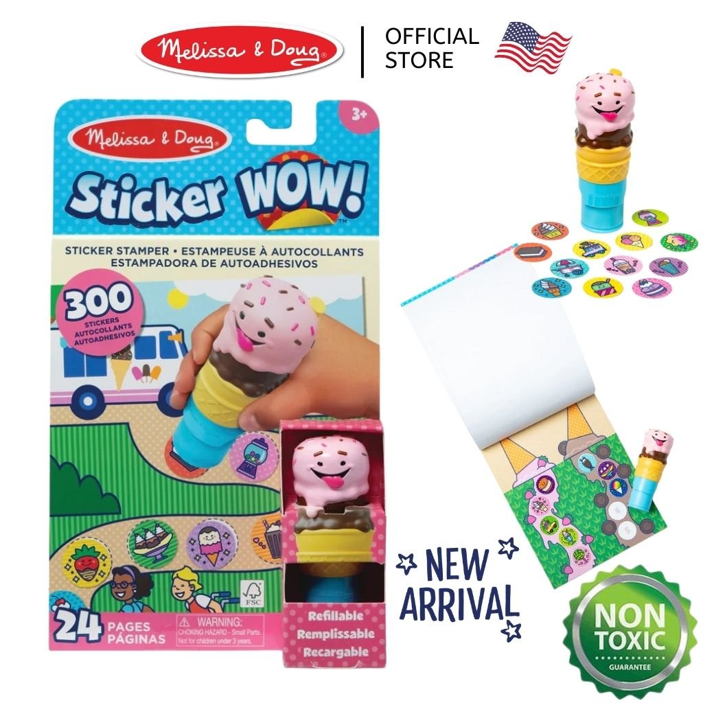 Melissa & Doug Sticker WOW! Activity Pad & Sticker Stamper Ice Cream ...