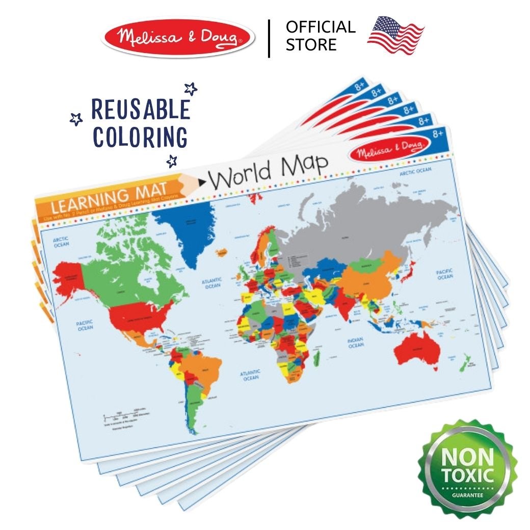 Melissa & Doug Write-A-Mat Learning Mat - World Map รุ่น 5042 แผ่นรอง ...