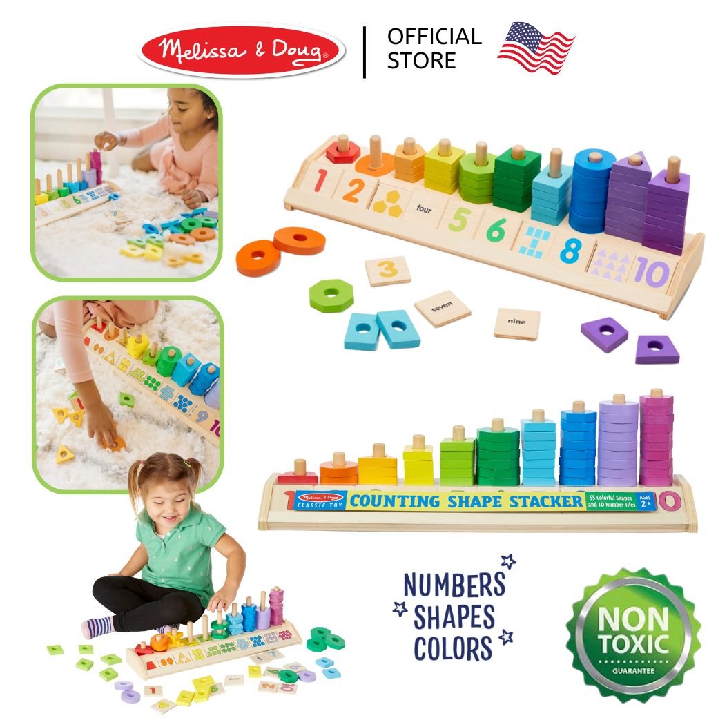 Melissa & Doug Counting Shape Stacker รุ่น 9275 ของเล่นนับเลข แยกสี ...