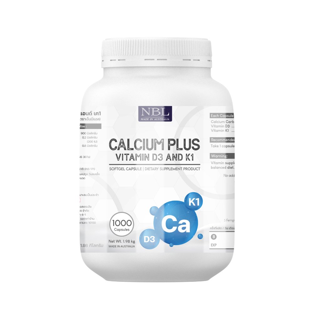 NBL Calcium Plus Vitamin D3 & K1 (1000 Capsules) - nblpharmaceutical