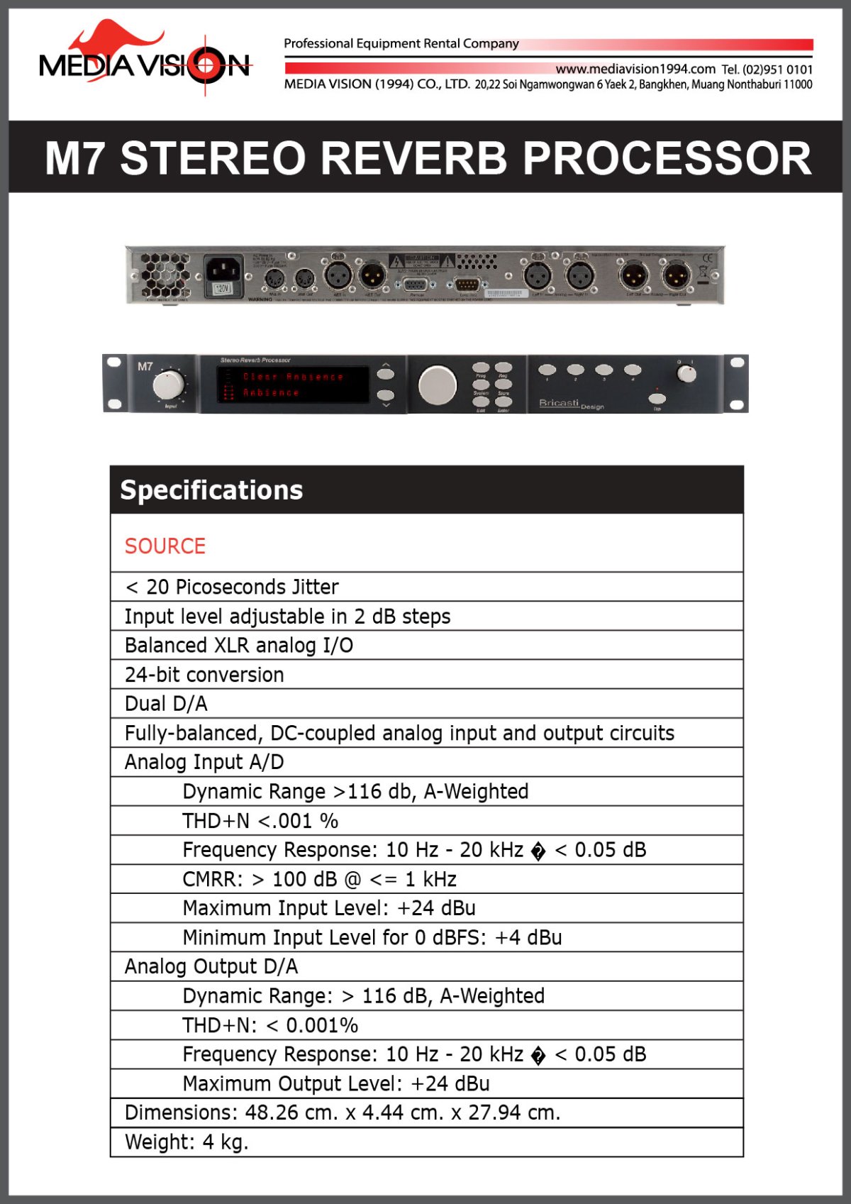 M7 STEREO REVERB PROCESSOR - mediavision1994