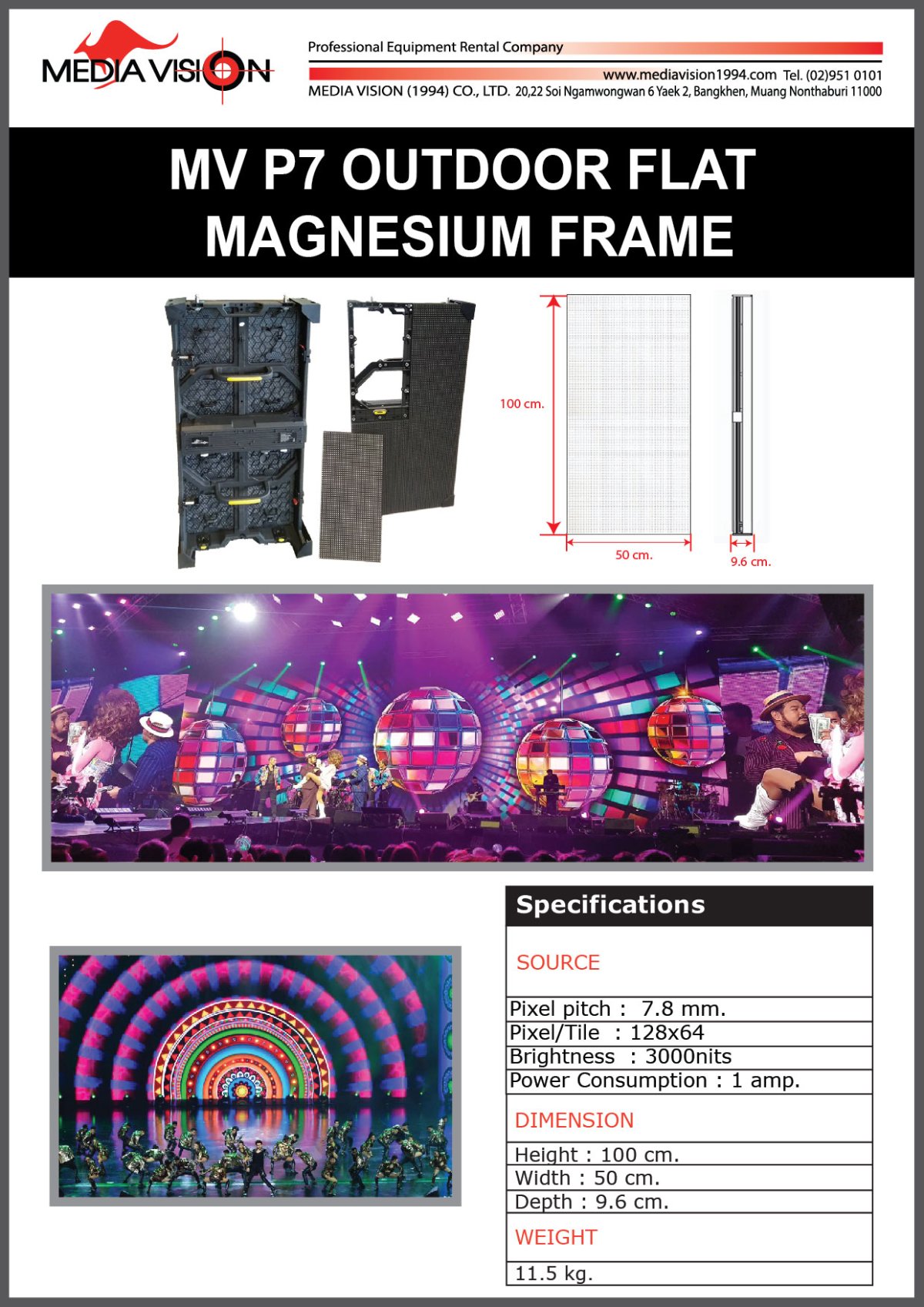MV LED DISPLAY P7 FLAT OUTDOOR 100x50 (MAGNESIUM FRAME) - mediavision1994