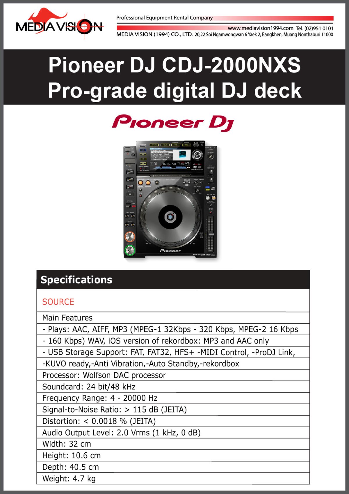 PIONEER DJ CDJ-2000NXS PRO-GRADE DIGITAL DJ DECK