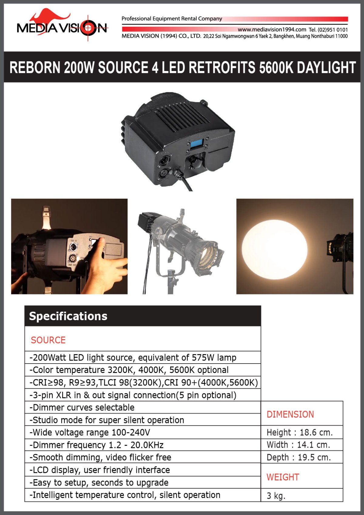REBORN 200W SOURCE 4 LED RETROFITS 5600K DAYLIGHT
