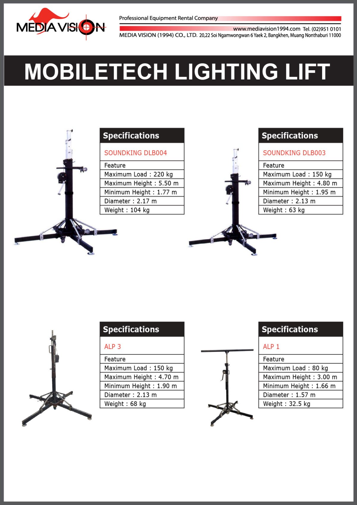 MOBILETECH LIGHTING LIFT