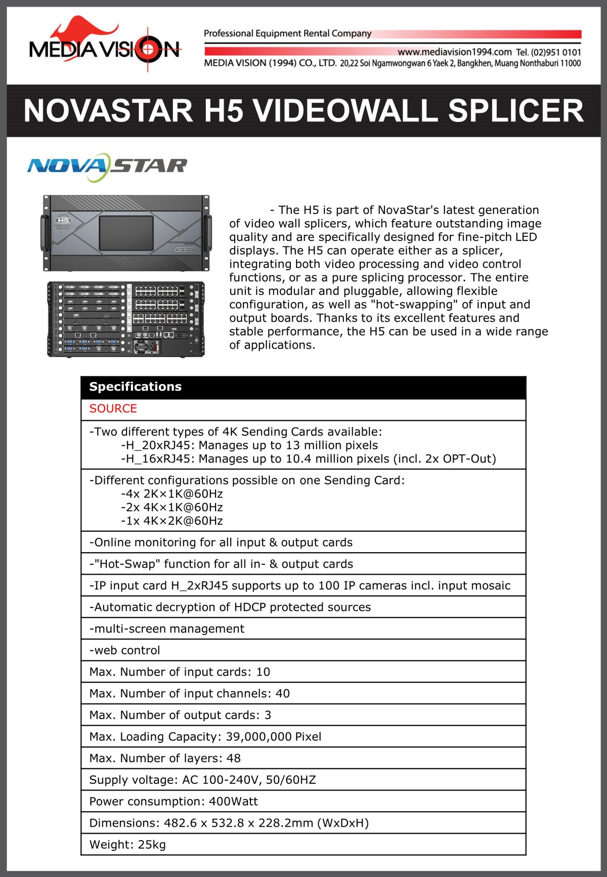 NOVASTAR H5 VIDEOWALL SPLICER - mediavision1994