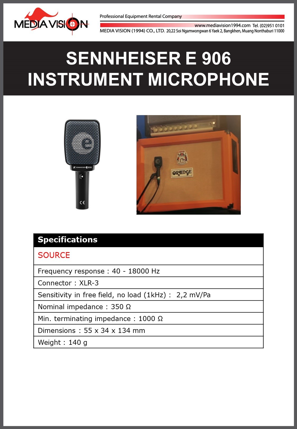 SENNHEISER E 906 INSTRUMENT MICROPHONE - mediavision1994