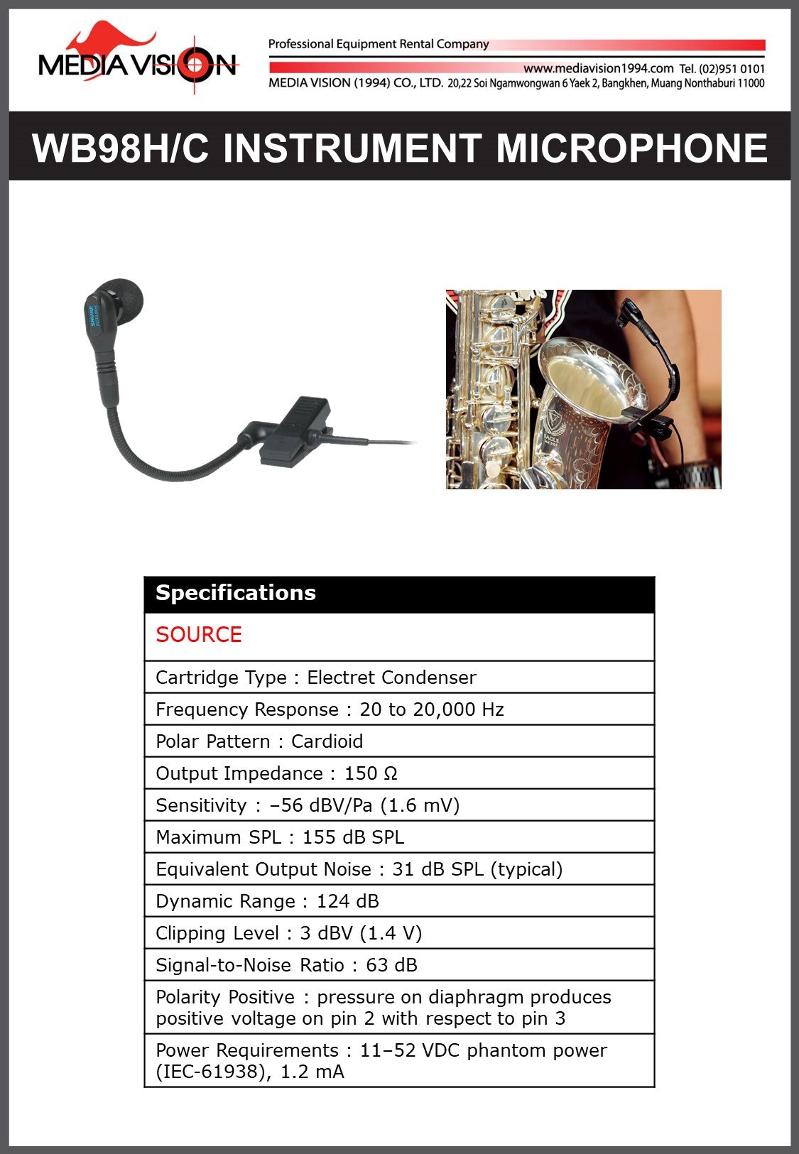 WB98H/C INSTRUMENT MICROPHONE
