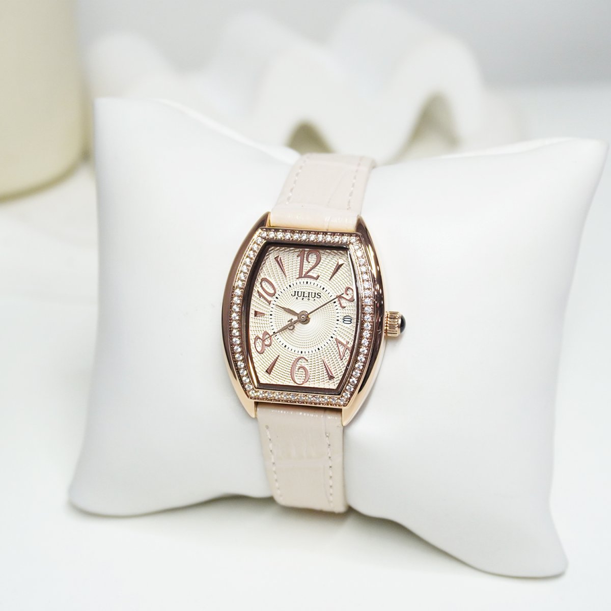 Julius นาฬิกาข้อมือผู้หญิง สายหนัง JA-1515F - สีพิ้งโกลด์ - timekeepershop