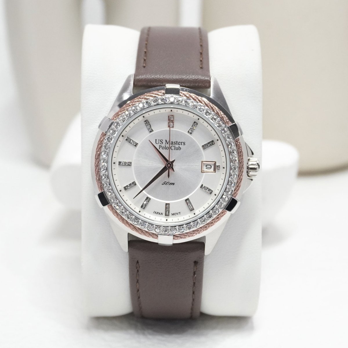 US Master Polo Club รุ่น USM-DD28-BR-WE - สีเงิน/น้ำตาล