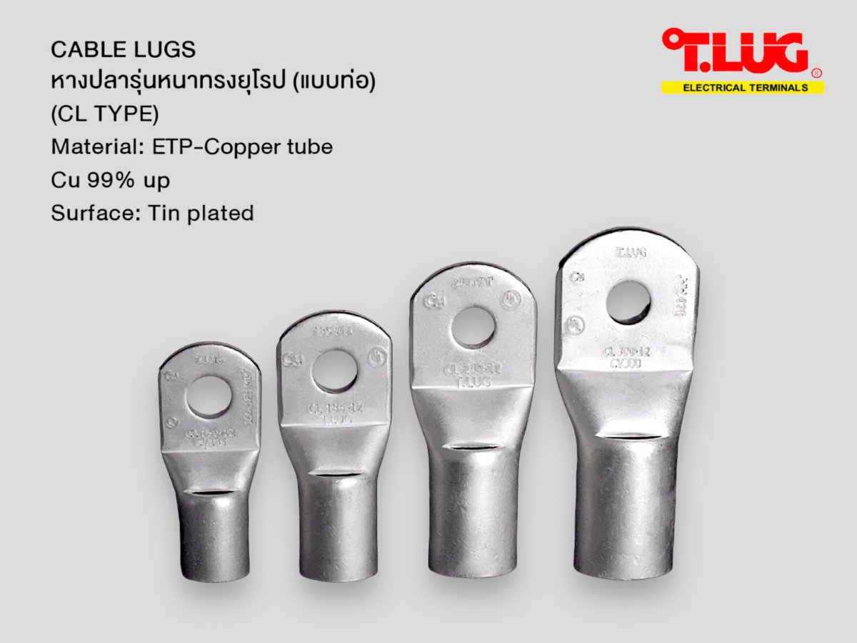 T-Lug หางปลาทองแดงแบบกลมรุ่นหนาทรงยุโรป Cable Lugs LIB (CL type) Low voltage หางปลาแรงดันต่ำ ...