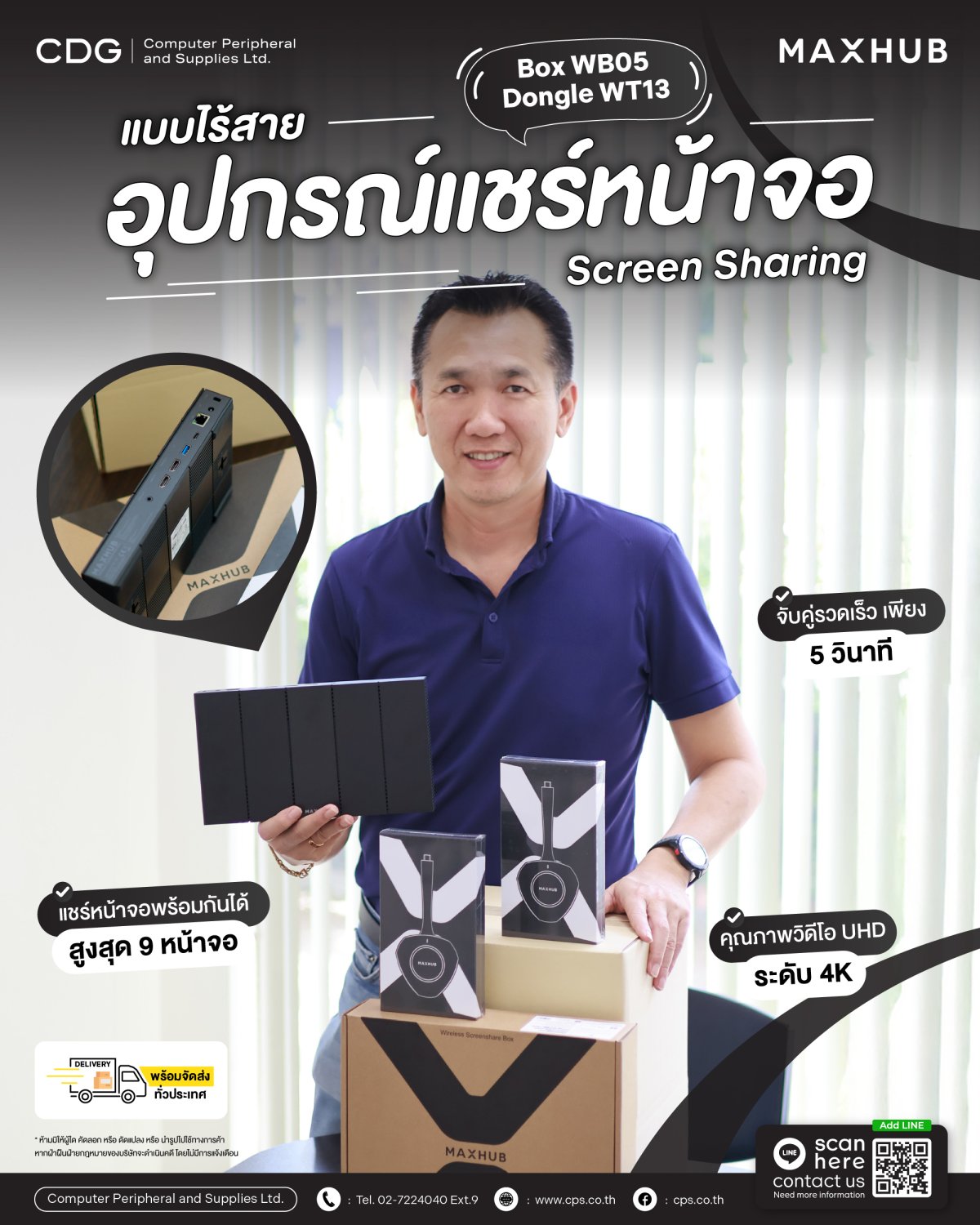 Maxhub Wireless Screen Sharing Box WB05 & Dongle WT13M - cps