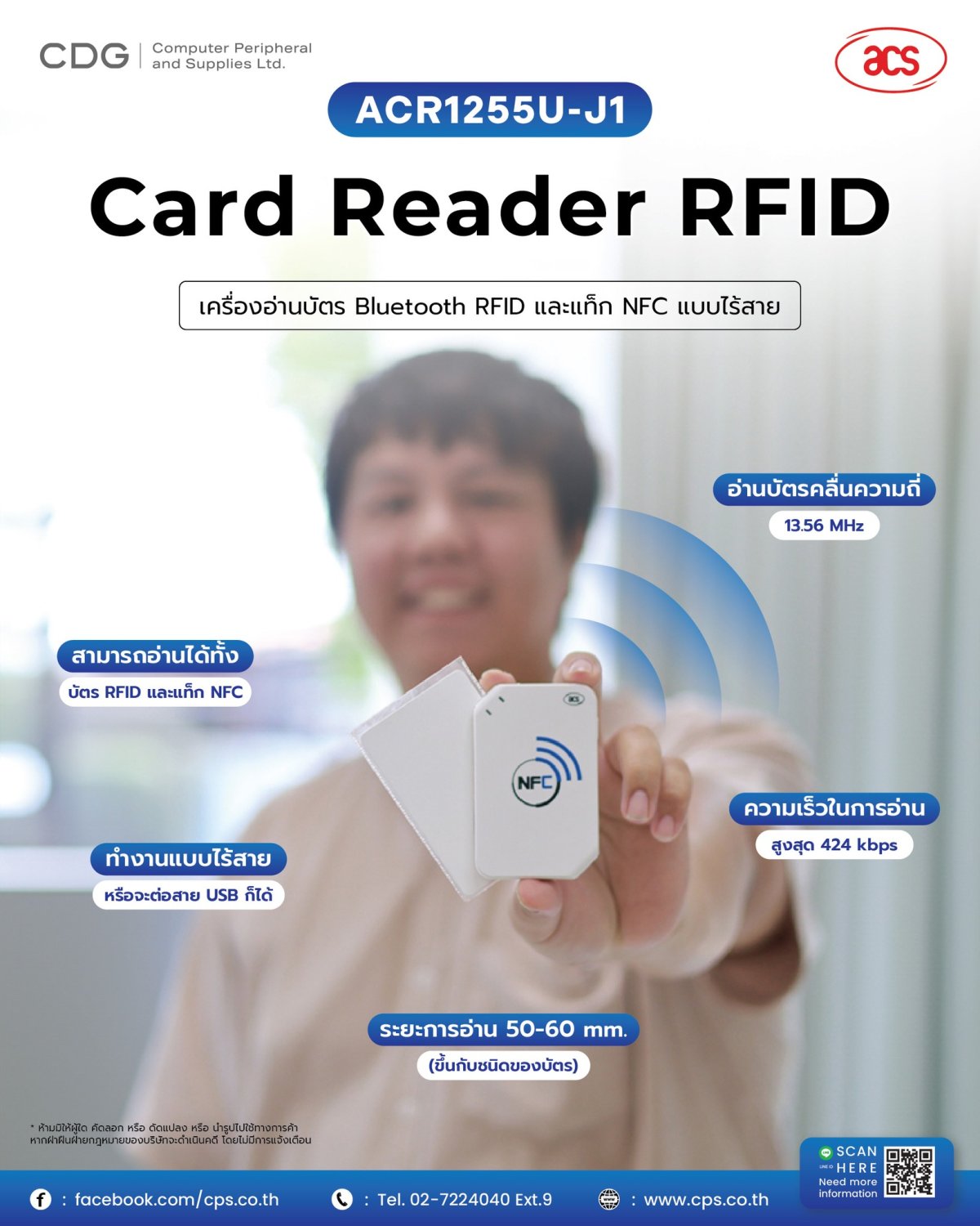 Rfid Card Reader And Nfc Tag Acs Model Acr1255u J1 Cps 