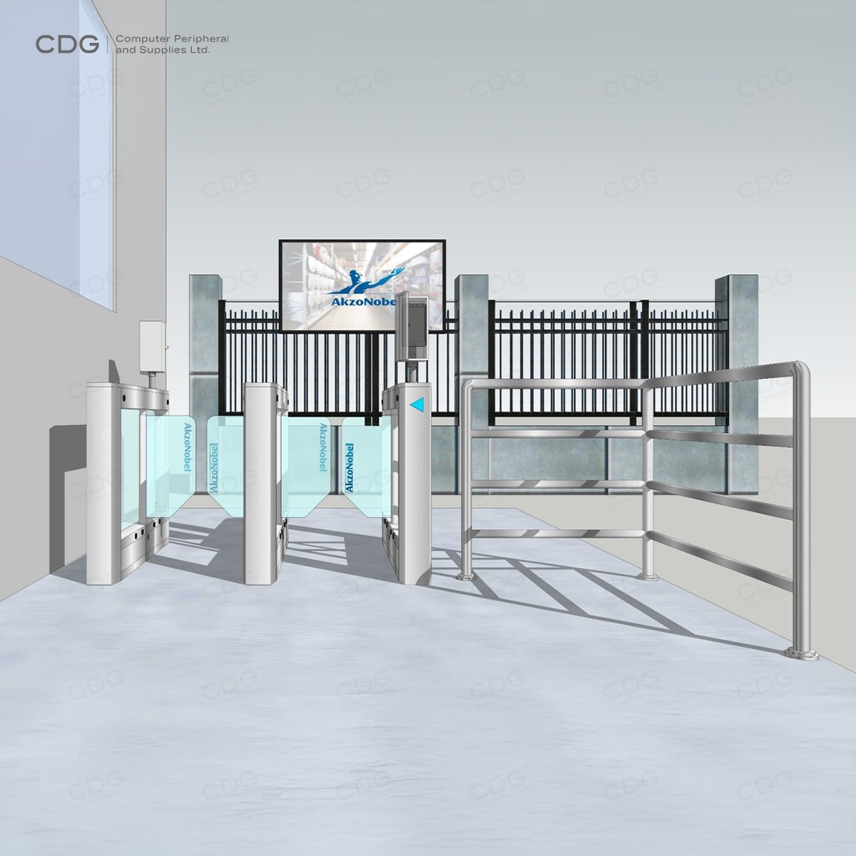 Diagram Auto Gate Model Swing Gate 2 Lane with Face Recognition Terminal