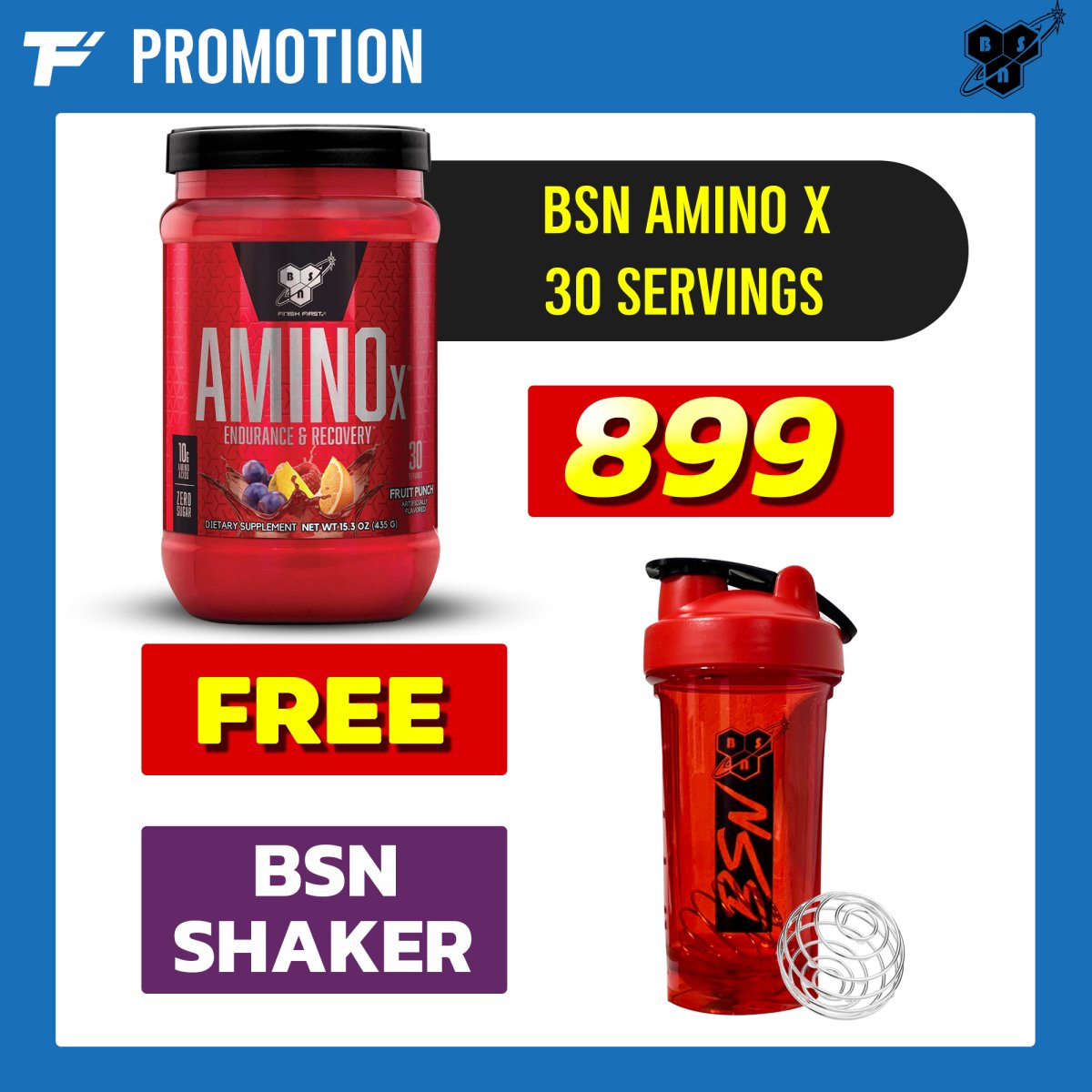BSN Amino X - 30 Serving FREE SHAKER - topfitprotein