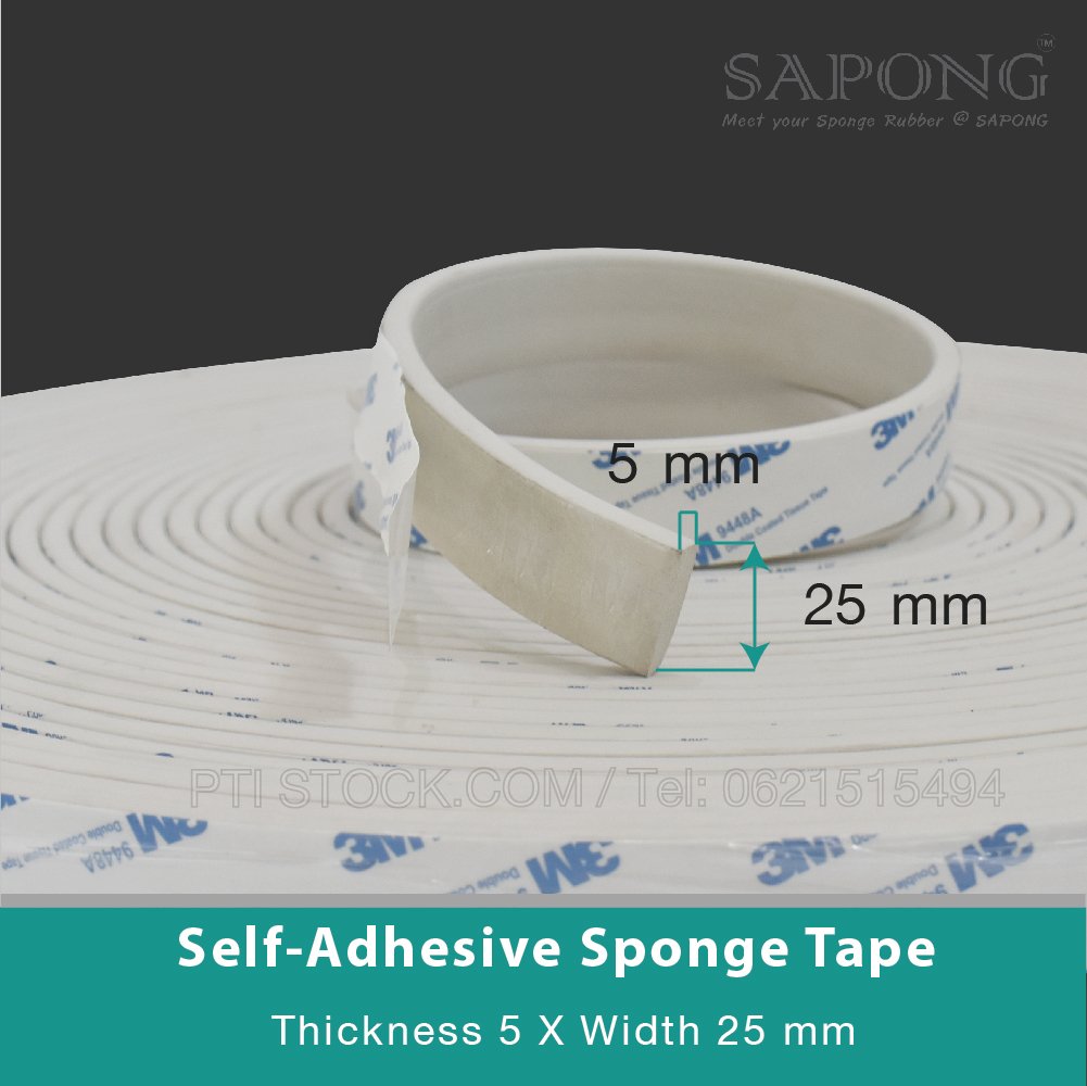 EPDM Rubber Sponge Self Adhesive 5x25 mm Excellent UV/Ozone Resistance ...