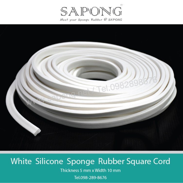 White silicone sponge rubber 5x10 mm Tel : 022577154 LINE@ @ptirubber
