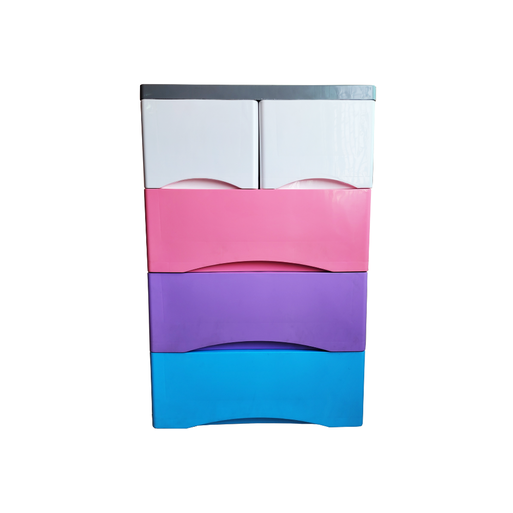 ลิ้นชักพลาสติกใส่เสื้อผ้า 4 ชั้น ข้างทึบ มีล้อ รุ่น 242A - lwnlife