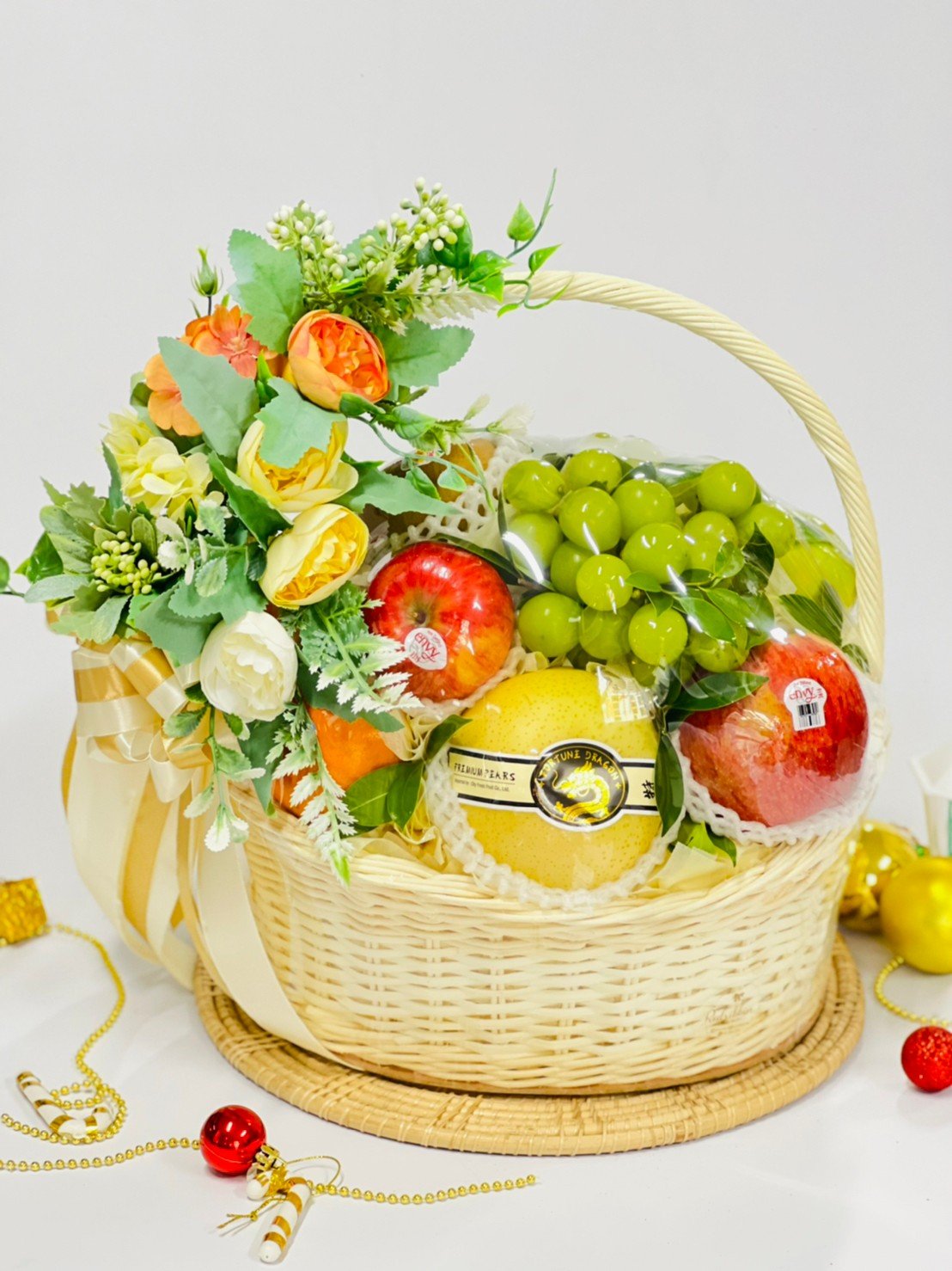 กระเช้าผลไม้ กระเช้าของขวัญRB147 พิมพ์การ์ด ส่งด่วน 3 ชม. - redribbin