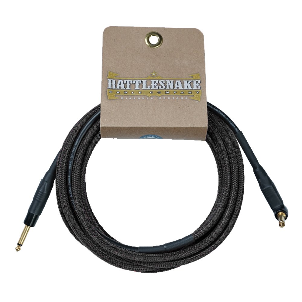 Rattlesnake Cable Snake Head Gold 15' (R/S) Black - stringsshop