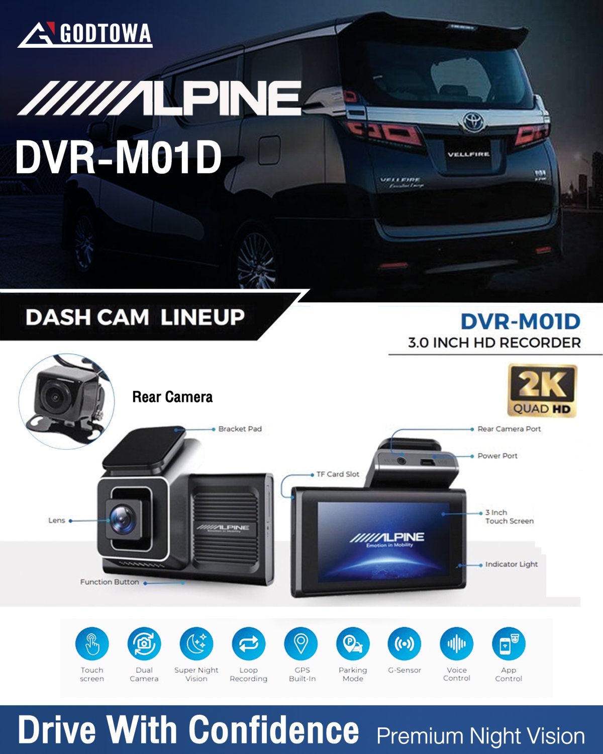 Alpine DVR-M01D HD DASH CAM RECORDER - godtowathailand