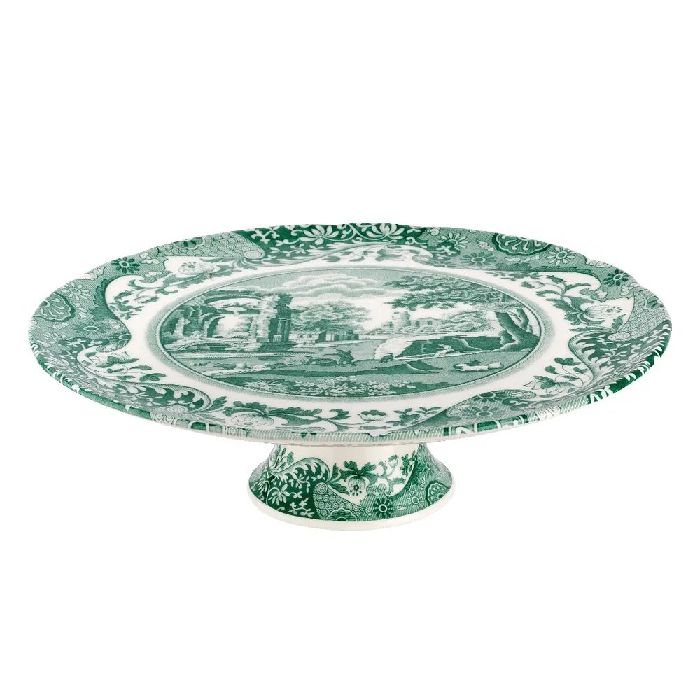 Spode Green Italian Footed Cake Stand - blueandwhitethailand