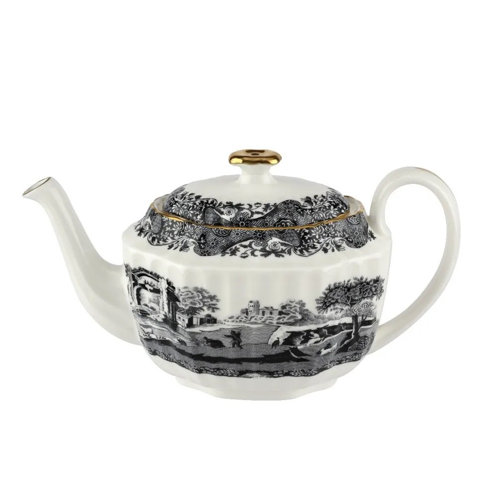 Spode Black Italian 250th Anniversary Small Teapot - blueandwhitethailand