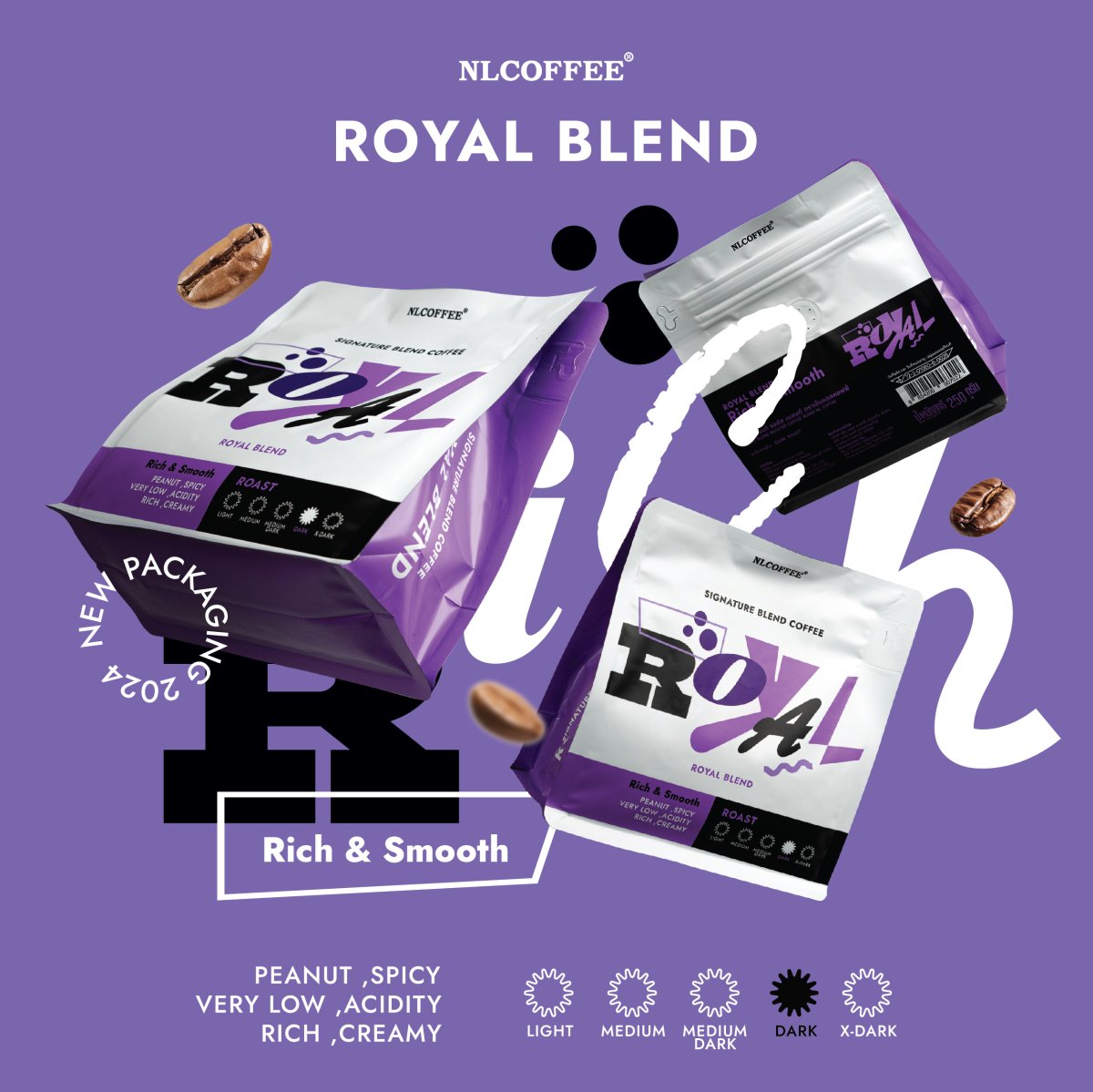 เมล็ดกาแฟคั่ว สูตร : รอยัลเบลนด์ Royal Blend - nlcoffee