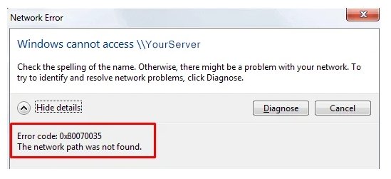 แก้ปัญหาเข้าแชร์ Network ไม่ได้ (Error 0x80070035)