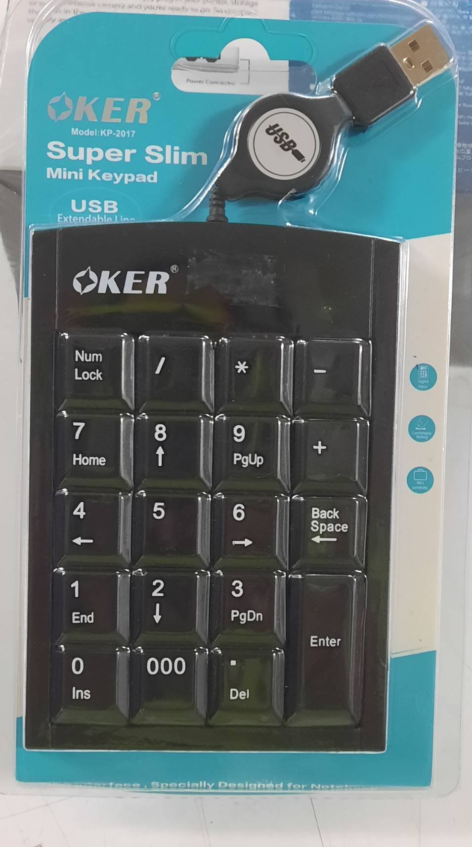 OKER KP-2017 คีย์บอร์ด แป้นตัวเลข แบบเก็บสาย Numberic Super Slim Mini ...