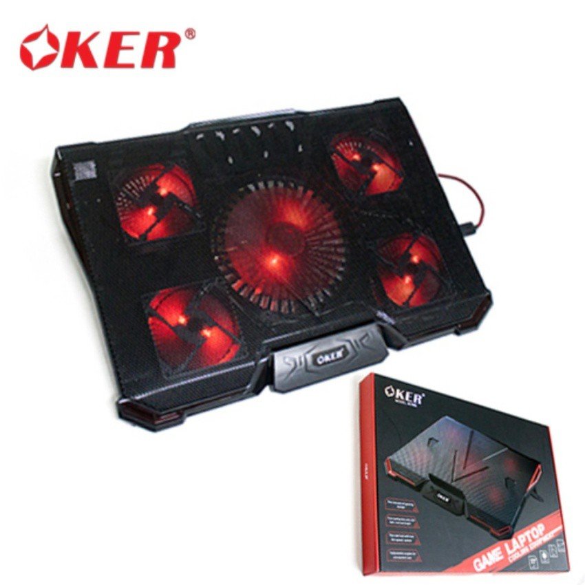 Fan Notebook OKER พัดลม ระบาย ความ ร้อน รุ่น X735 มีพัดลม 5 ตัว รูปแบบ ...
