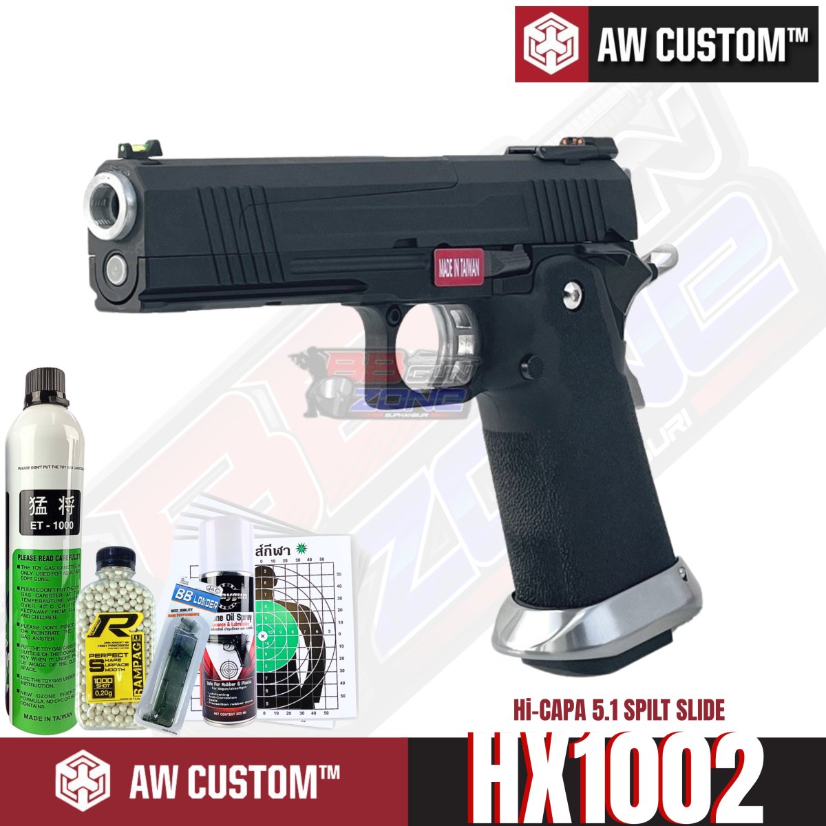 AW CUSTOM : HX1002 Hi-capa Spilt Slide (ฺBK)(2005)