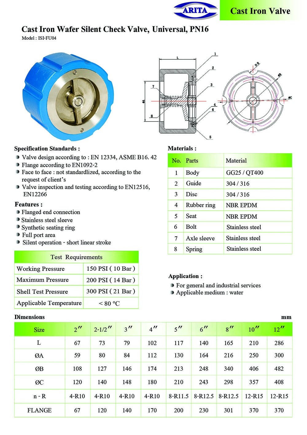 Wafer Type Silent Check Valve, Universal Flanged