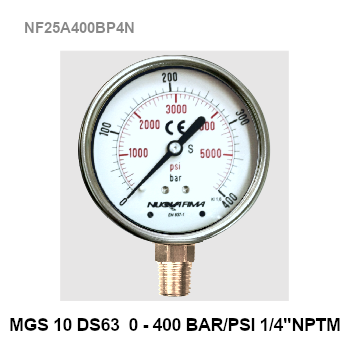0-400 Bar (0-3500 PSI) Ø 2.5" Brass Lower NPTM