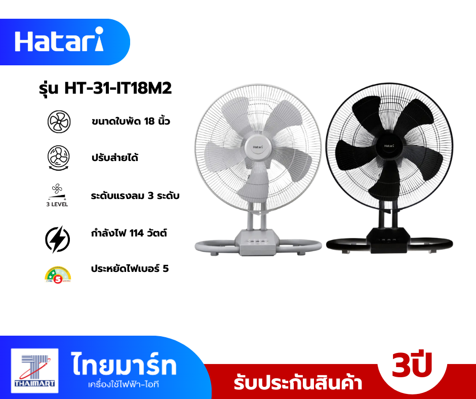HATARI พัดลมอุตสาหกรรม รุ่น IT18M2 ขนาด 18 นิ้ว คละสี - thaimartonline