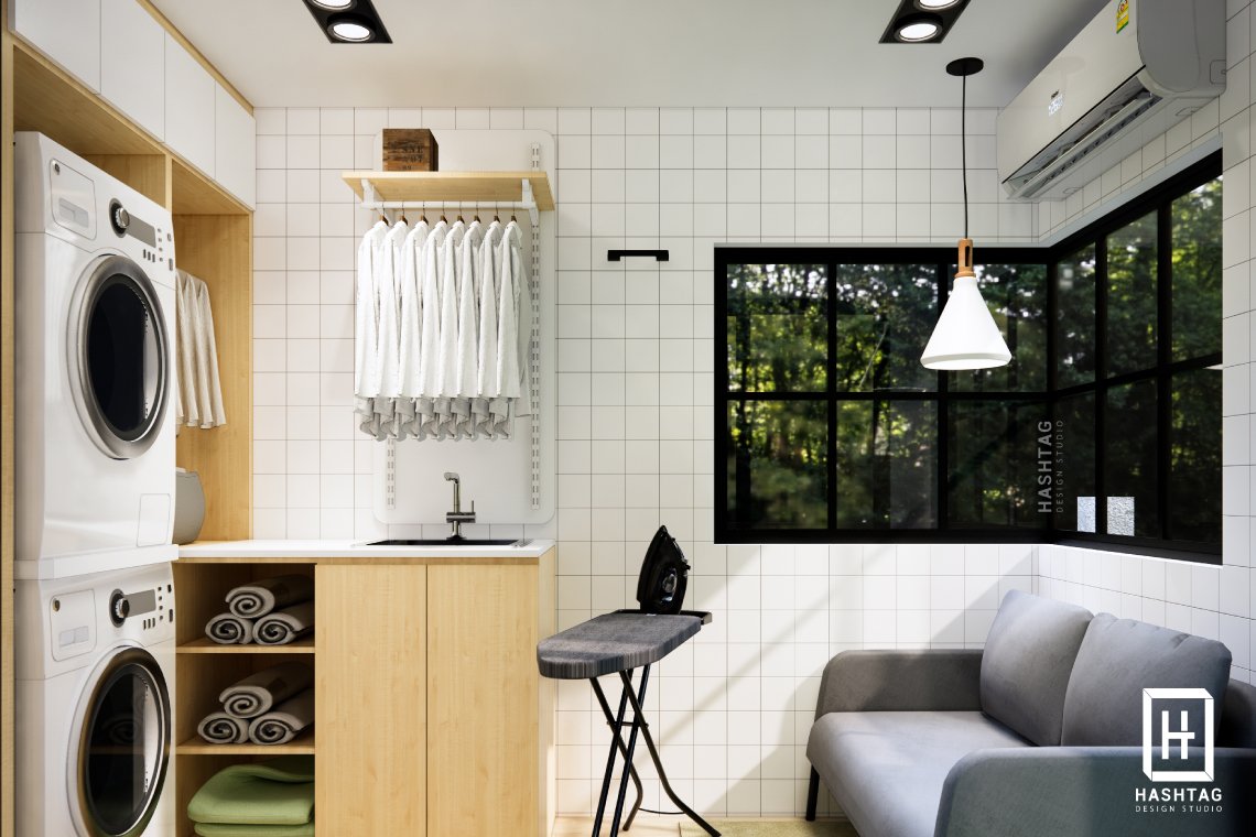 Laundry Kiosk Design คีออสโซนซักรีด ตั้งในสวนข้างบ้าน size 1.5x3.5 เมตร ...