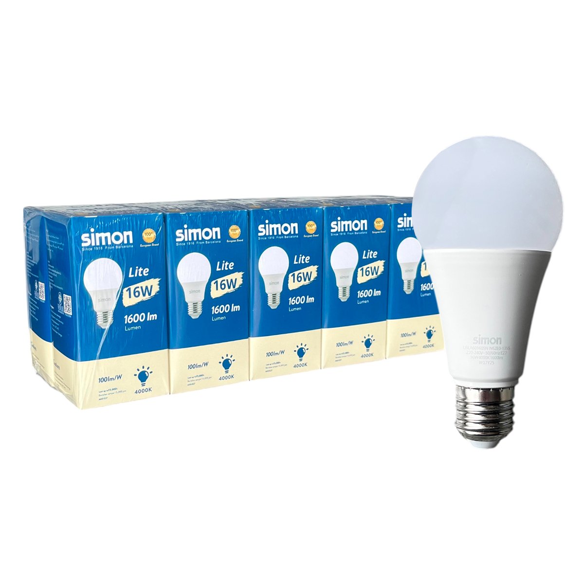LED Bulb Lite 16W A60 4000K E27 "SIMON" (10 ดวง) - dentolighting
