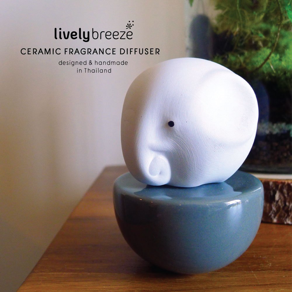 Gray Elephant - Ceramic Aroma Diffuser ช้างเทา เซรามิกกระจายกลิ่นหอม - livelybreeze