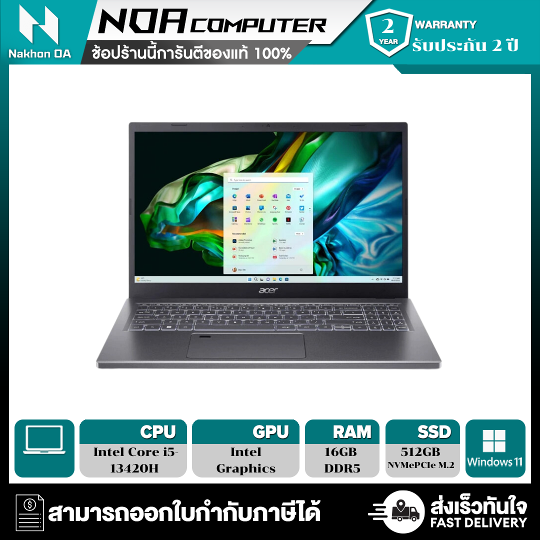 [พร้อมส่ง] NOTEBOOK (โน้ตบุ๊ค) ACER ASPIRE 5 A515-58P-56J6 (GRAY) ICT งบ 24,000 - noa