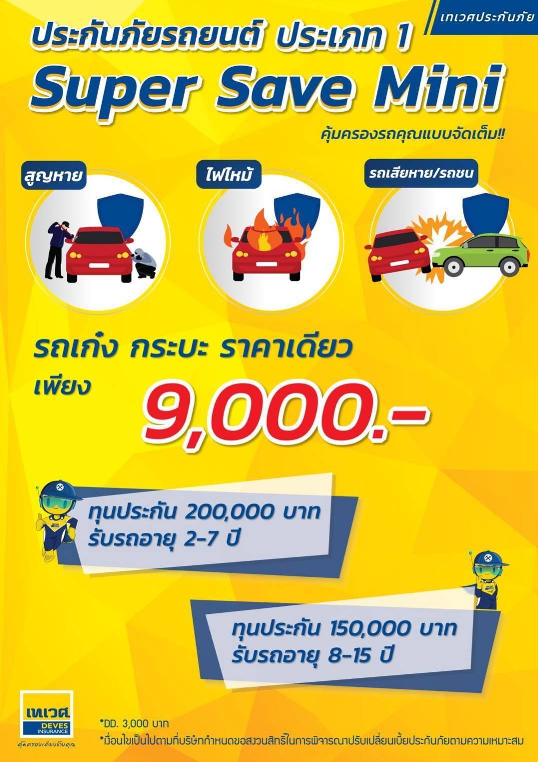 ประกันภัยประเภท 1 Super Save Mini