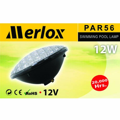 หลอดไฟสระน้ำ LED PAR56 12W 12V AC, แสงเดย์ไลท์ WFL, Merlox