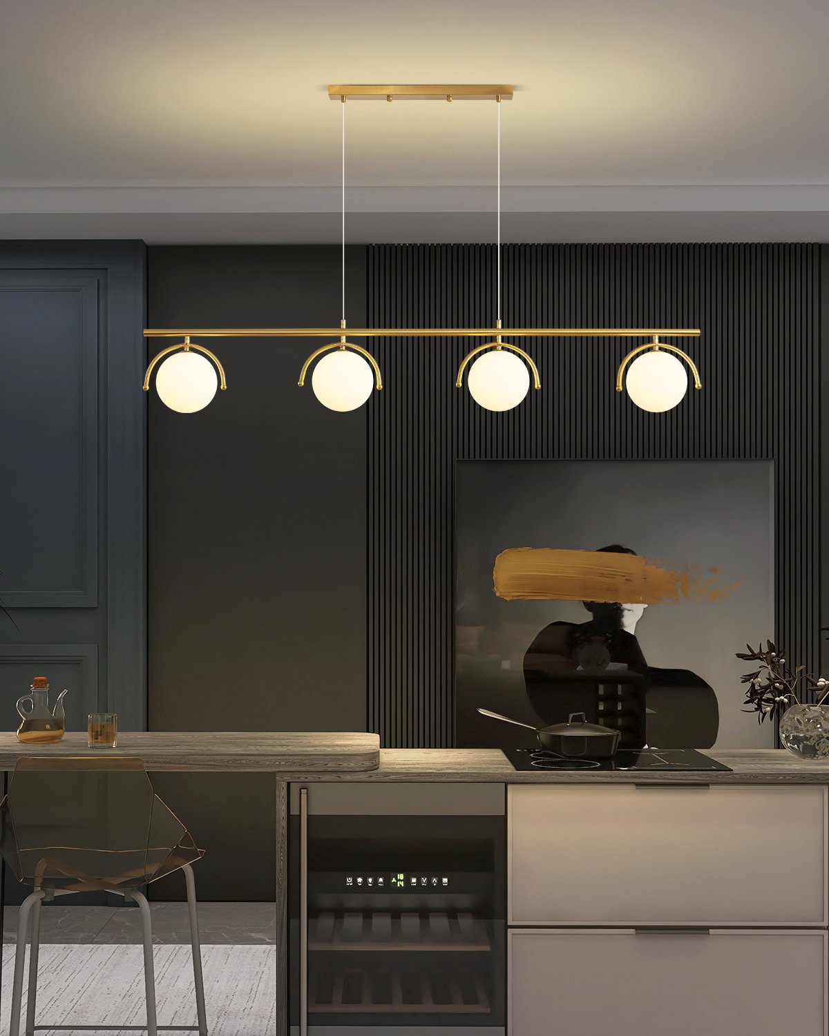 โคมไฟช่อ 4 หัว สไตล์ทรงยาว BY21-04