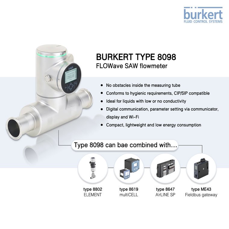 จำหน่าย FLOWave SAW flowmeter 8098 ยี่ห้อ BURKERT