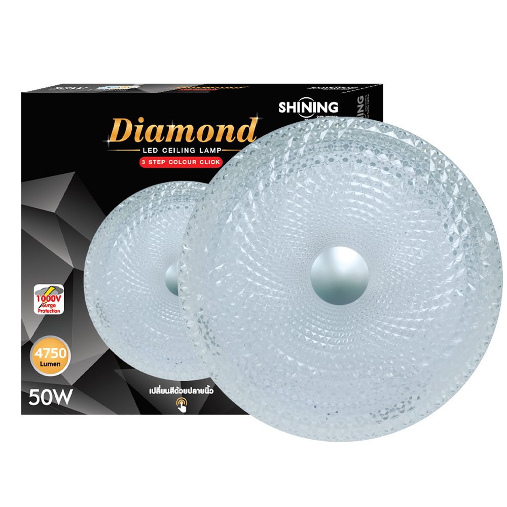 SHINING LED Ceiling Lamp Diamond 50W 3-Step Colour Click