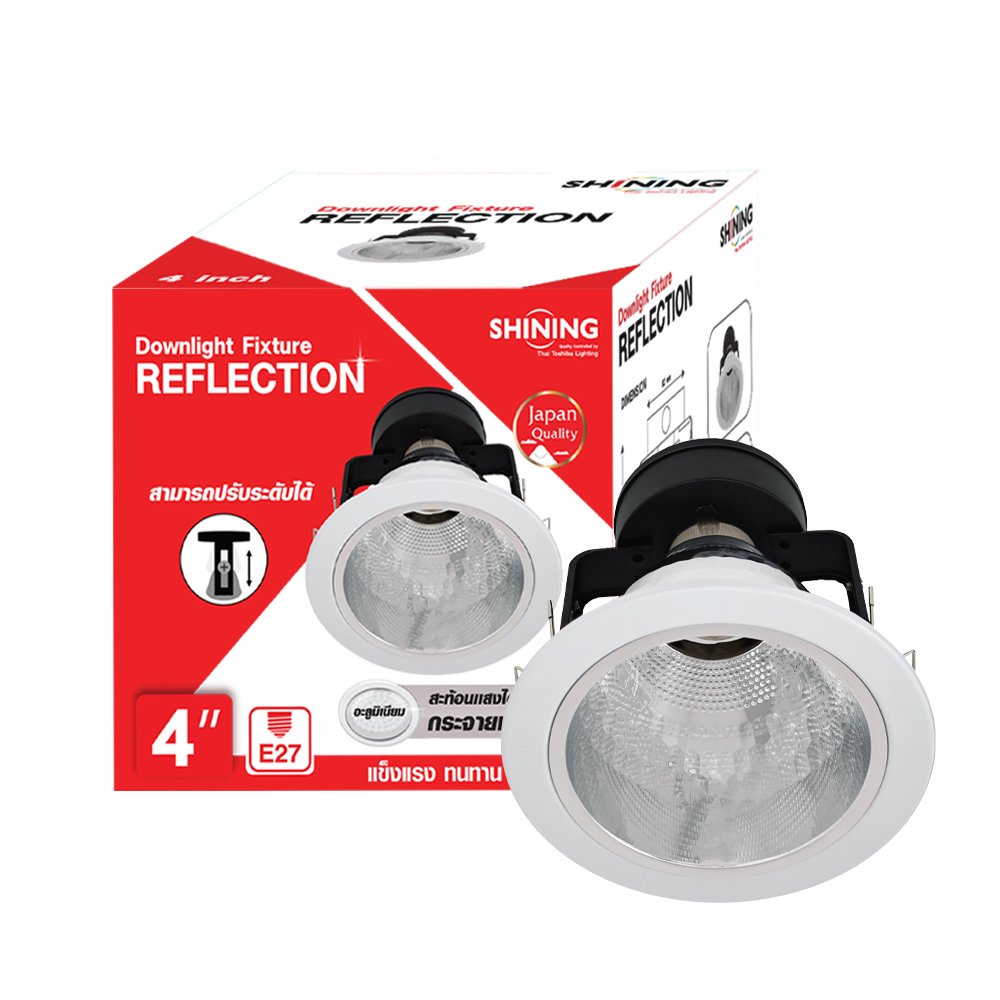 SHINING Downlight Recessed Reflection RO E27 4" White