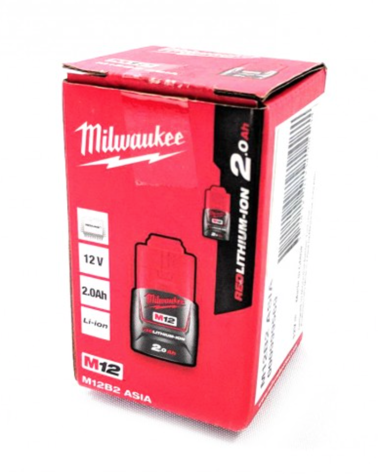 Milwaukee M12 B2 แบตเตอรี่ 12 โวลต์ 2.0 แอมป์อาว - milnon