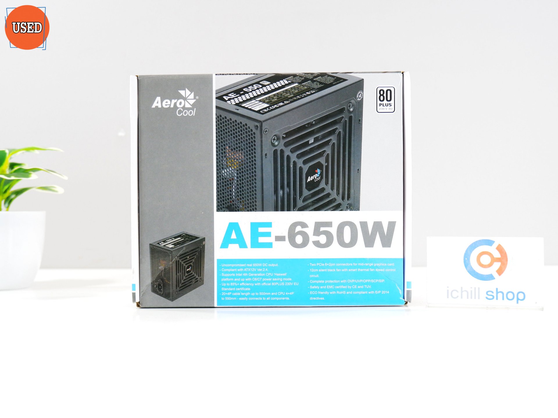 POWER SUPPLY (พาวเวอร์ซัพพลาย) AEROCOOL AE-650W 650W (80 PIUS WHITE) P14082 - ichillshop