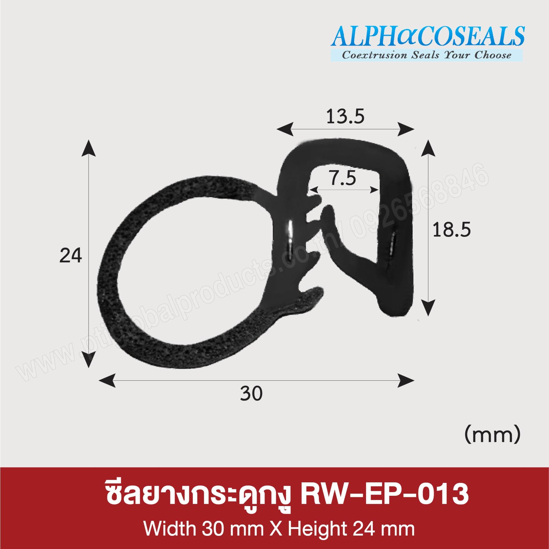 ซีลยางขอบประตู ซีลยางกระดูกงู RW-EP-013 Tel: 0926568846 - ptiglobalproducts